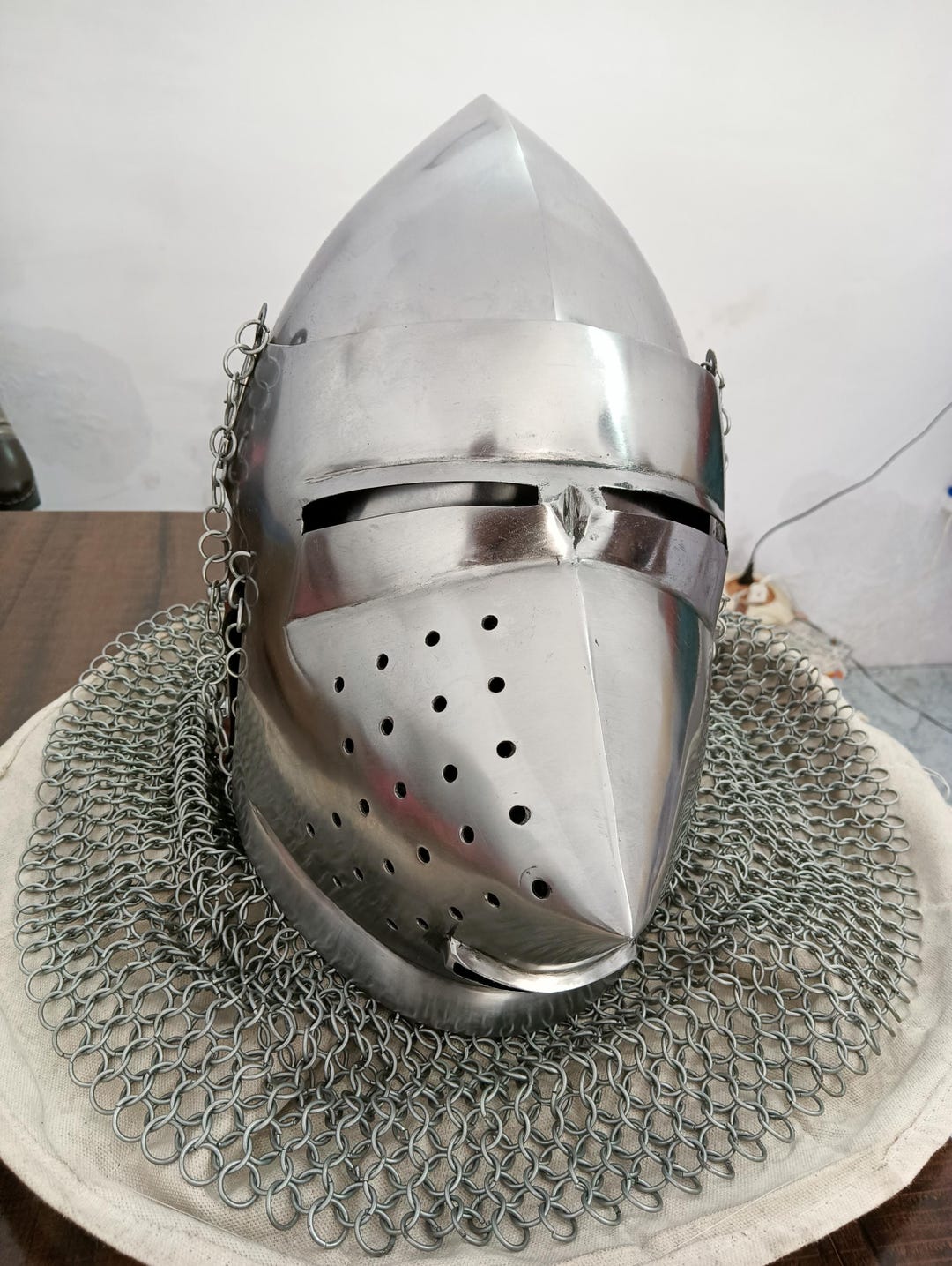 Pig Face Bascinet Medieval Helmet | Silver Knight Armor for SCA, LARP ...