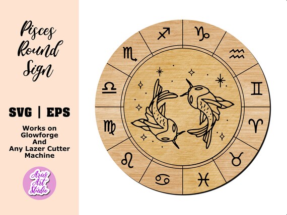 Pisces Zodiac Sign Cut File for Glowforge and Laser Zodiac | Etsy