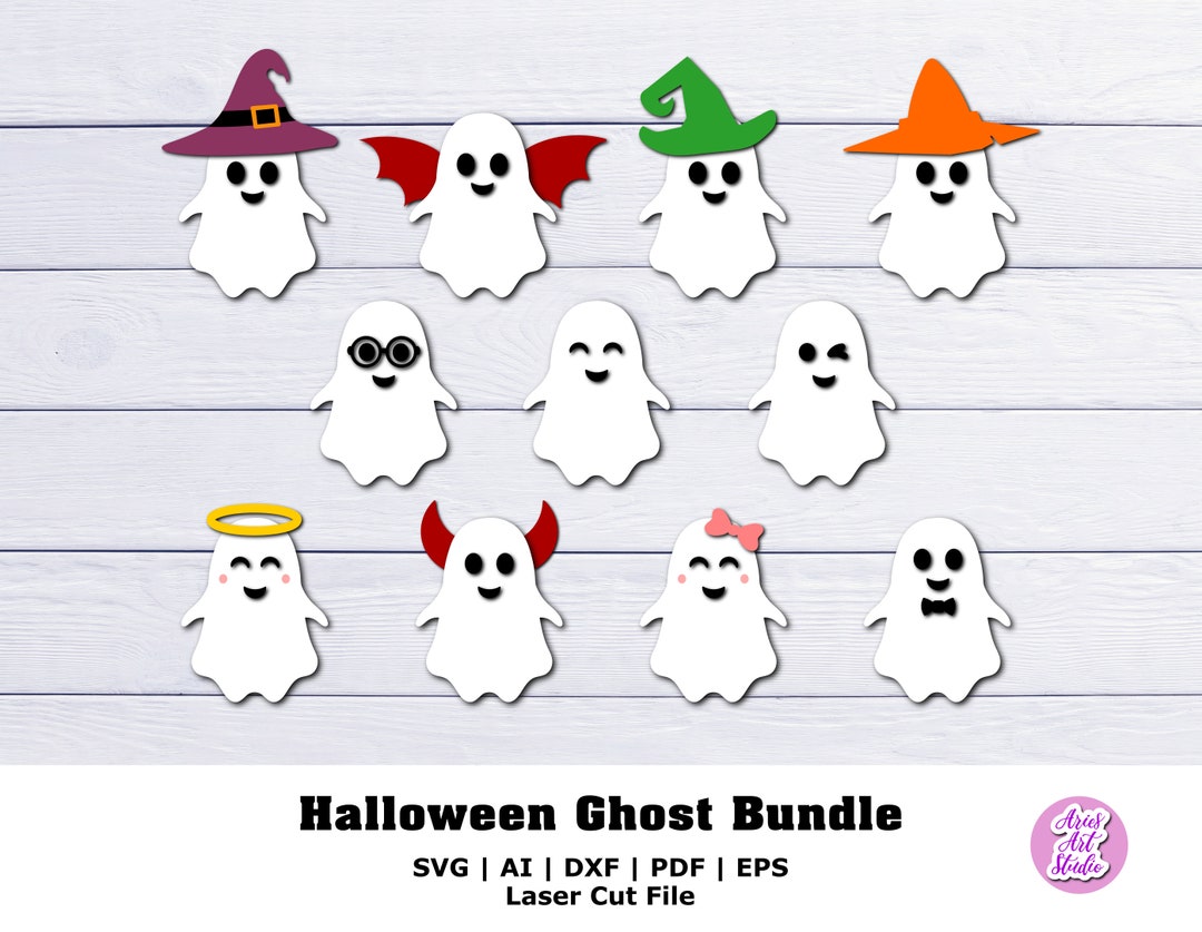 Cute Ghosts Bundle SVG, Halloween Svg, Ghost Bundle Svg, Halloween ...