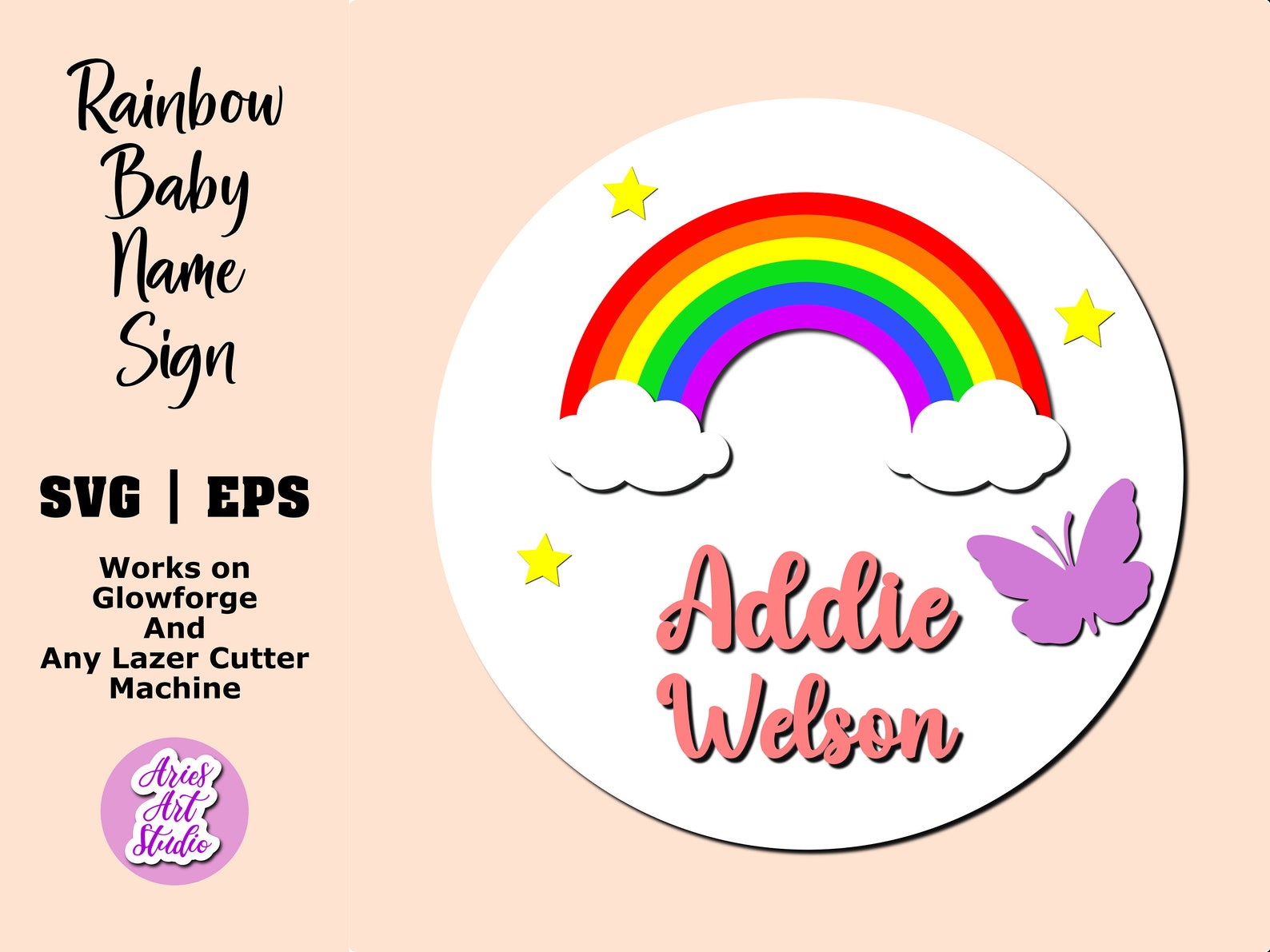 Rainbow Name Sign SVG Laser Cut File for Glowforge Rainbow - Etsy Canada