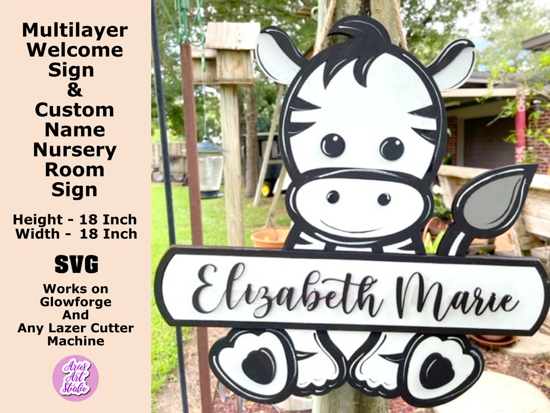 Multi Layer Zebra Welcome / Custom Baby Name Nursery Room Sign, Front ...