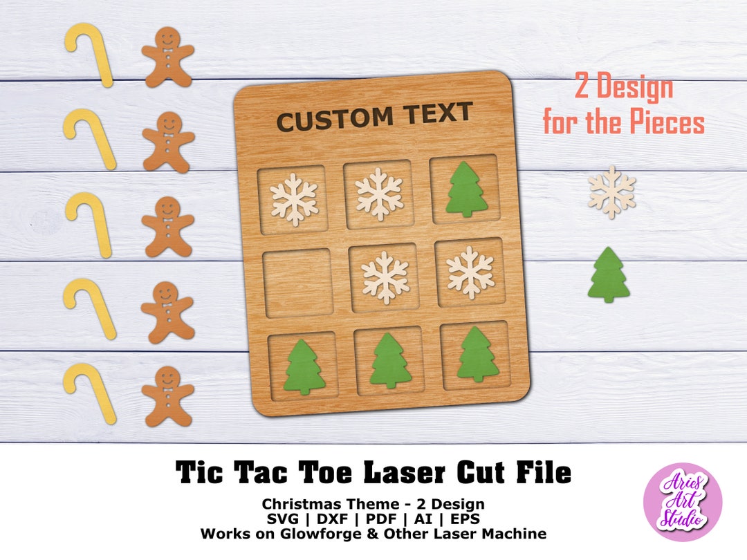 Tic Tac Toe Christmas SVG Laser Cut File, Christmas Theme, Laser ...