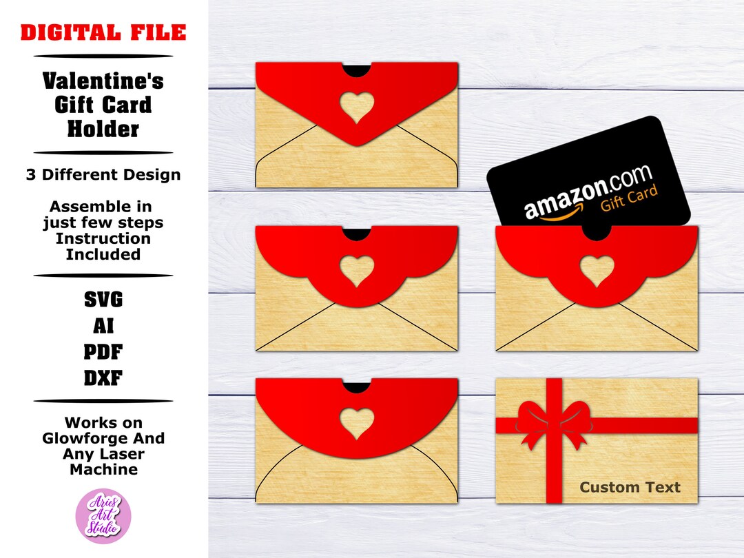 Gift Card Holder SVG, Valentines Day SVG ,glowforge Laser Cut File ...