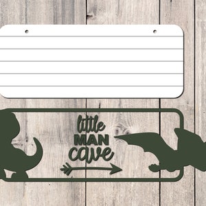 Little Man Cave Kids Door Sign, Dinosaur Theme, Kids Bedroom Door Sign ...