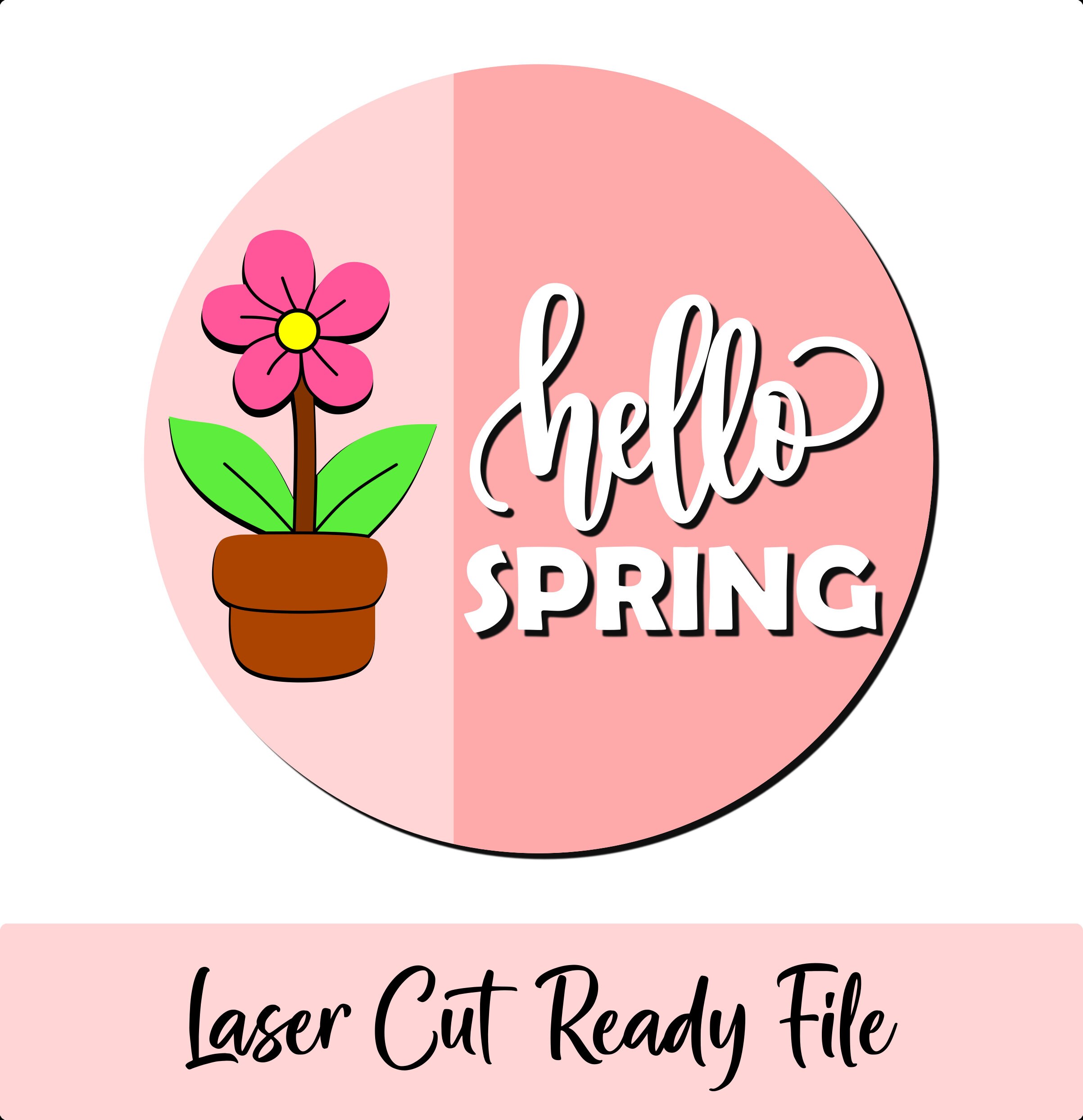 Hello Spring Cut File for Glowforge and Laser Welcome Sign - Etsy