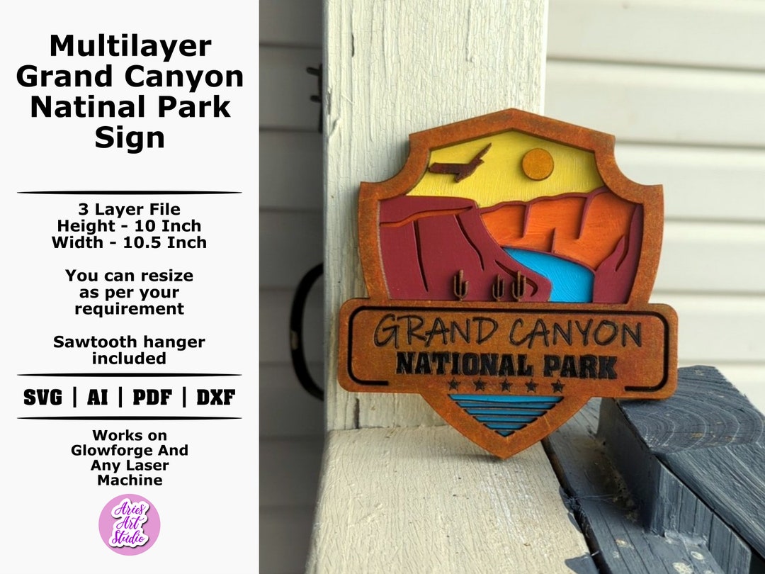 National Park Sign, Grand Canyon Multilayer Sign, Adventure Forest ...