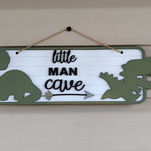 Little Man Cave Kids Door Sign, Dinosaur Theme, Kids Bedroom Door Sign ...
