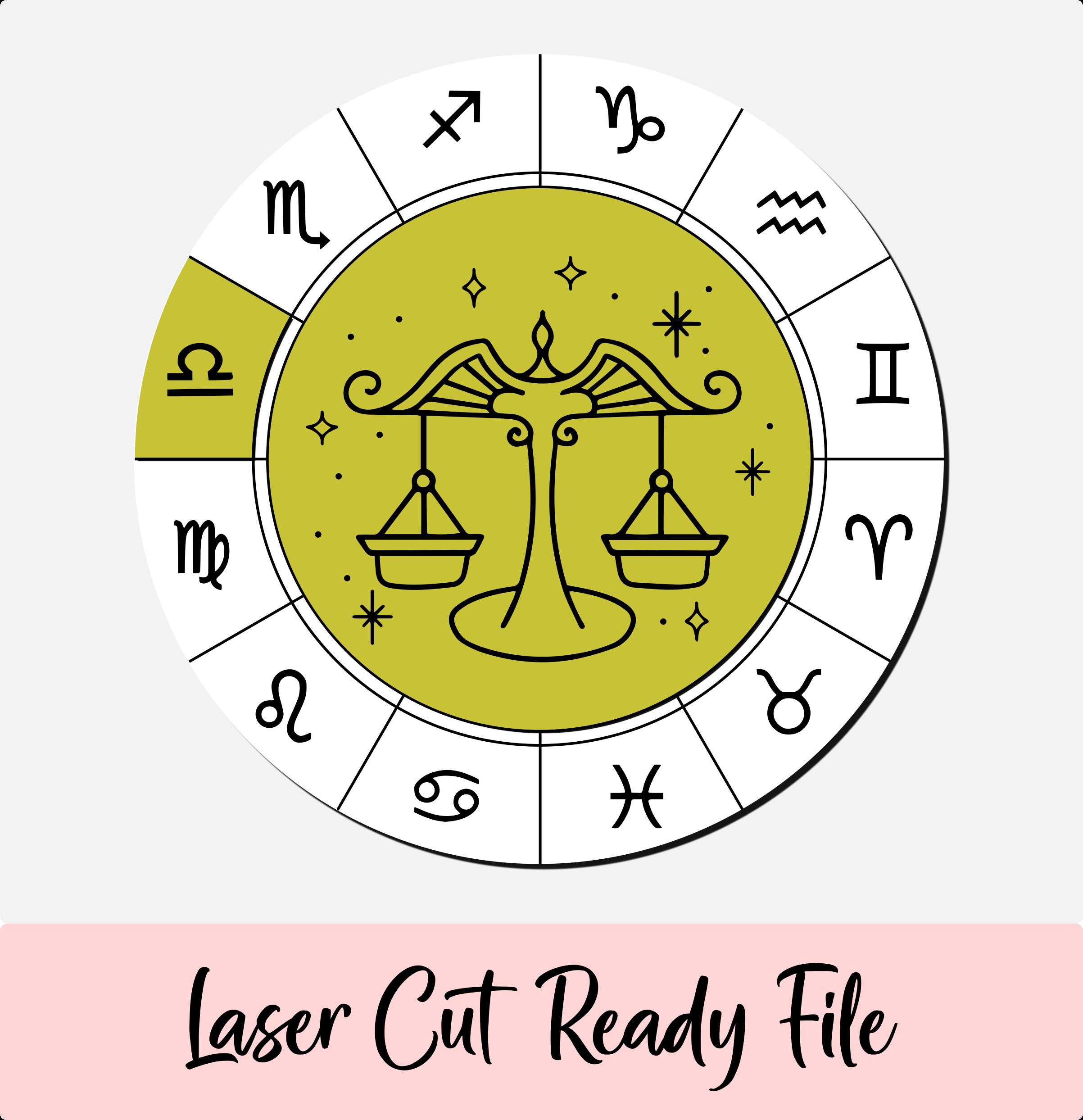 Libra Zodiac Sign Cut File for Glowforge and Laser Zodiac | Etsy