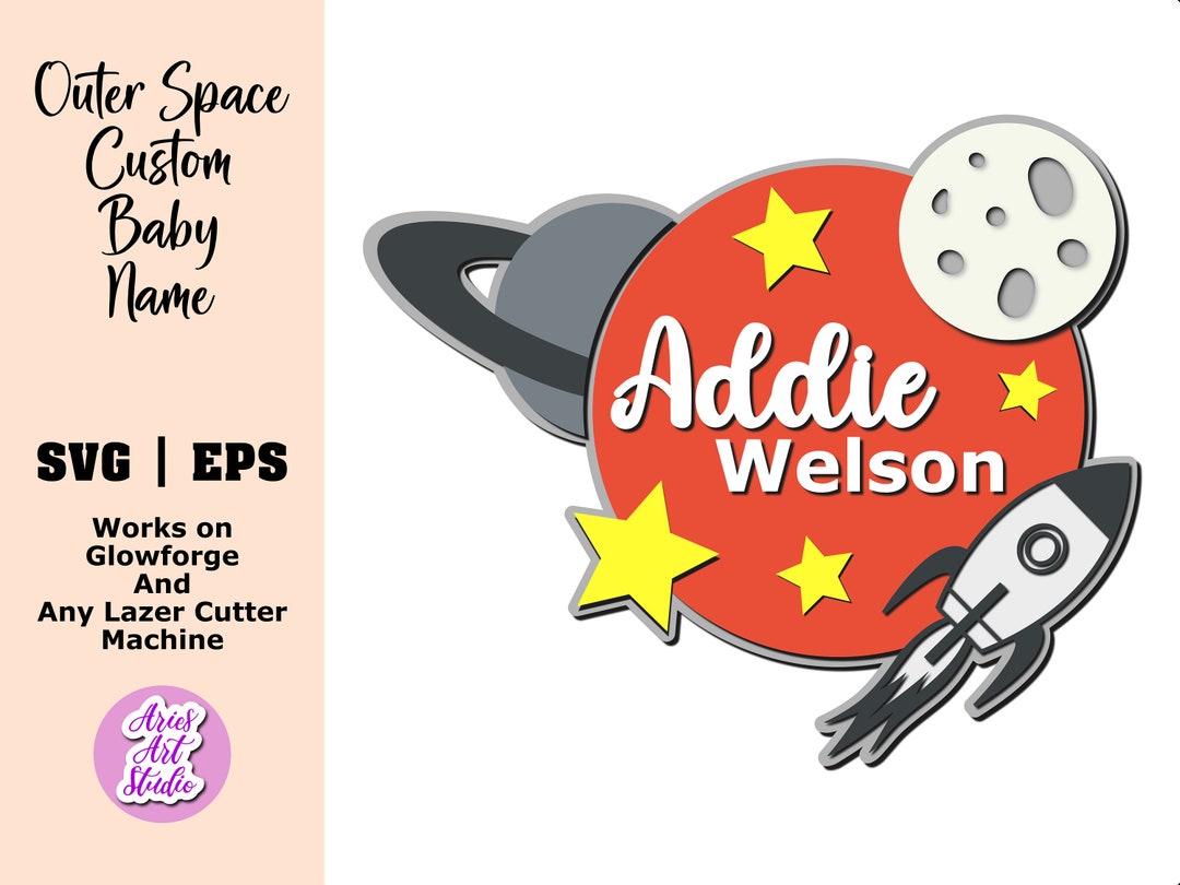 Space Name Sign SVG, Baby Boy Girl Name Sign, Nursery Name Round Sign ...