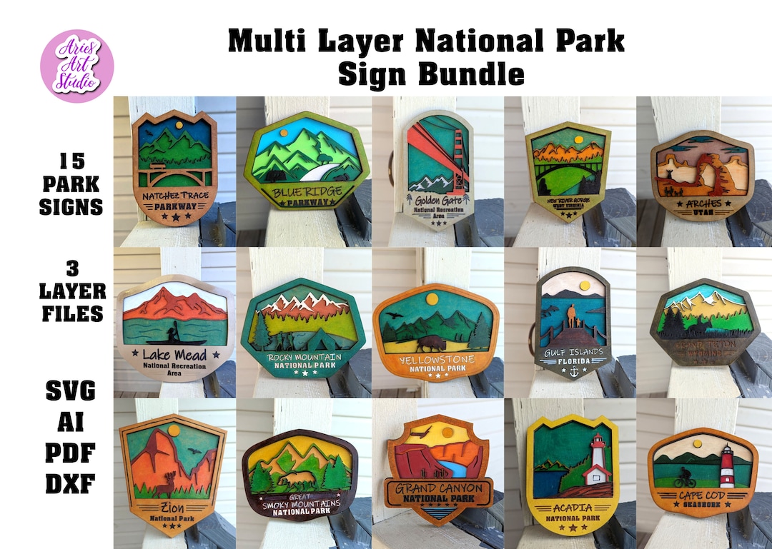National Park Sign Bundle, 15 Files, Adventure Forest Trek Camping ...