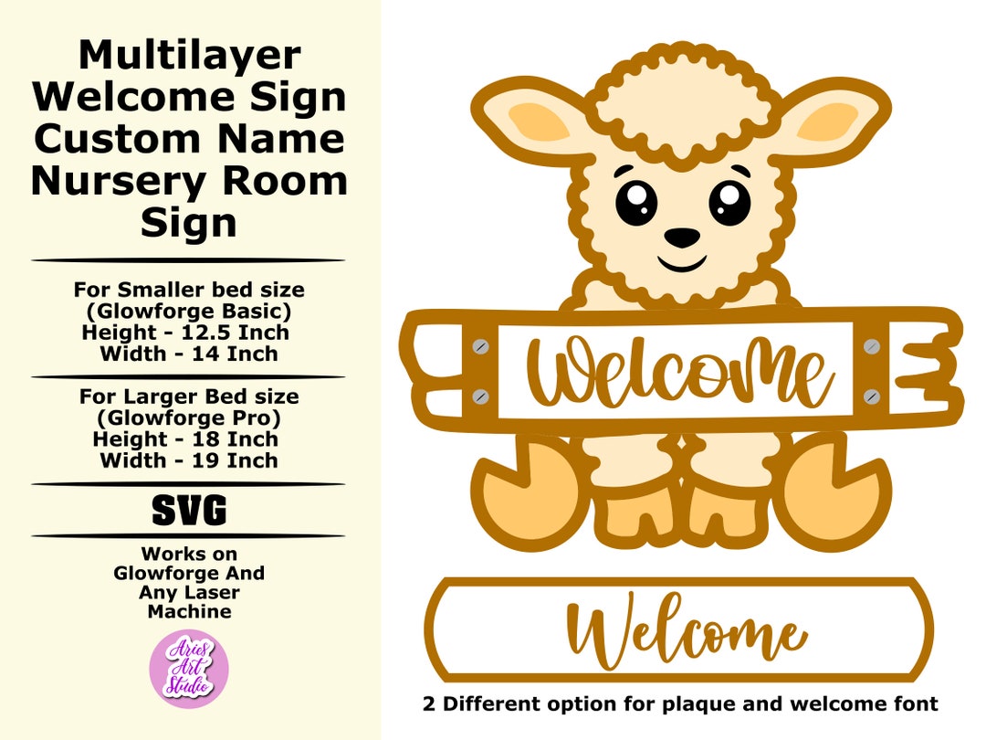 Multi Layer Sheep Welcome / Custom Baby Name Nursery Room Sign, Front ...