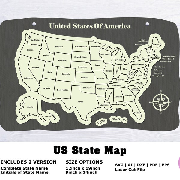 United States Map Puzzle Laser - Etsy