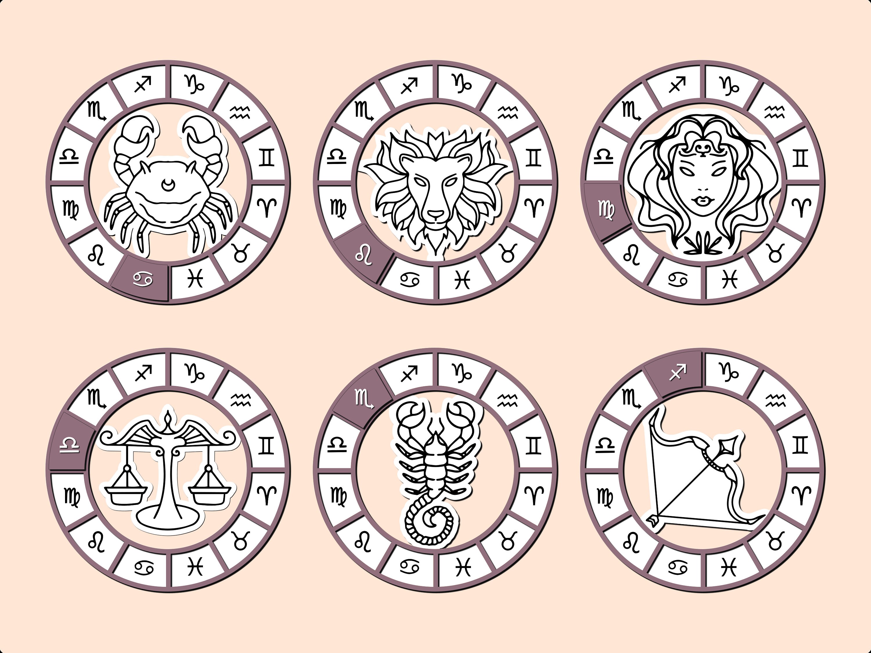 Zodiac Sign Cut File for Glowforge and Laser Zodiac Sign SVG - Etsy