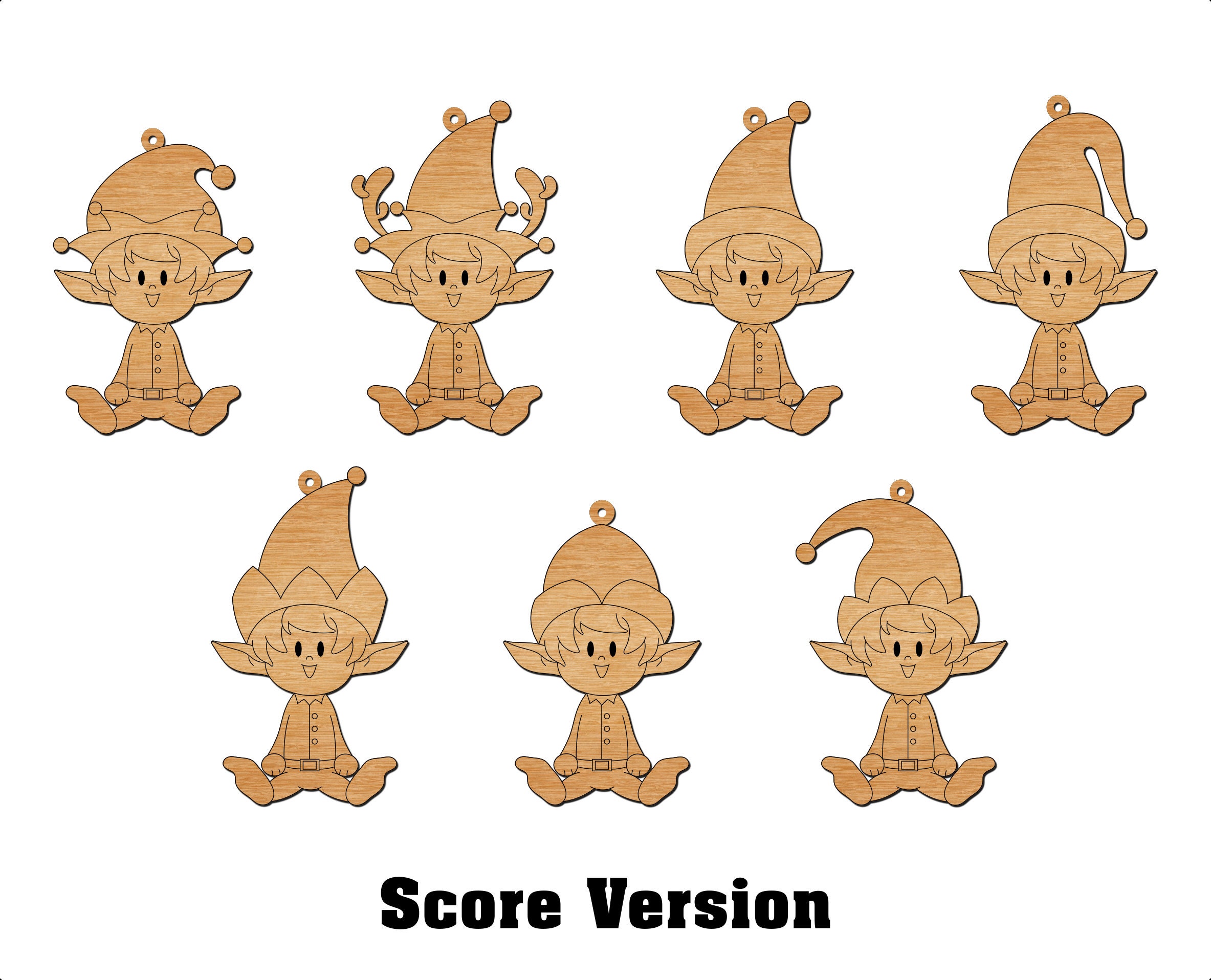 Christmas Elf Ornaments Laser Cut File 7 Different Designs - Etsy