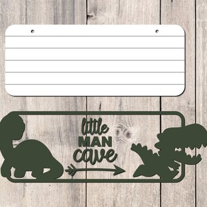 Little Man Cave Kids Door Sign, Dinosaur Theme, Kids Bedroom Door Sign ...