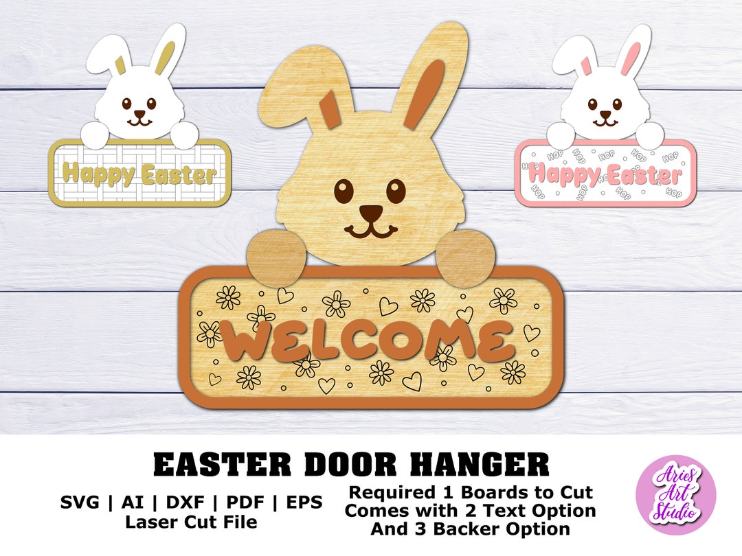 Easter Welcome Sign Svg Laser Cut File Easter Door Hanger Glowforge Svg ...