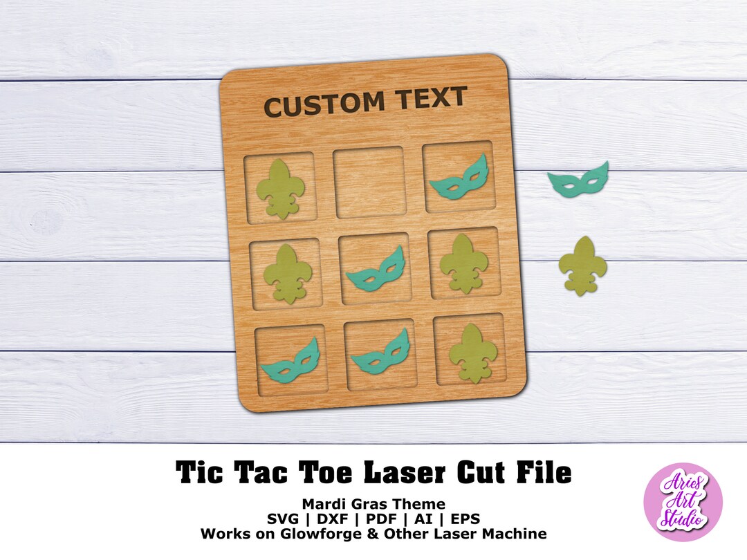 Tic Tac Toe Mardi Gras SVG Laser Cut File, Mardi Gras Theme, Laser ...