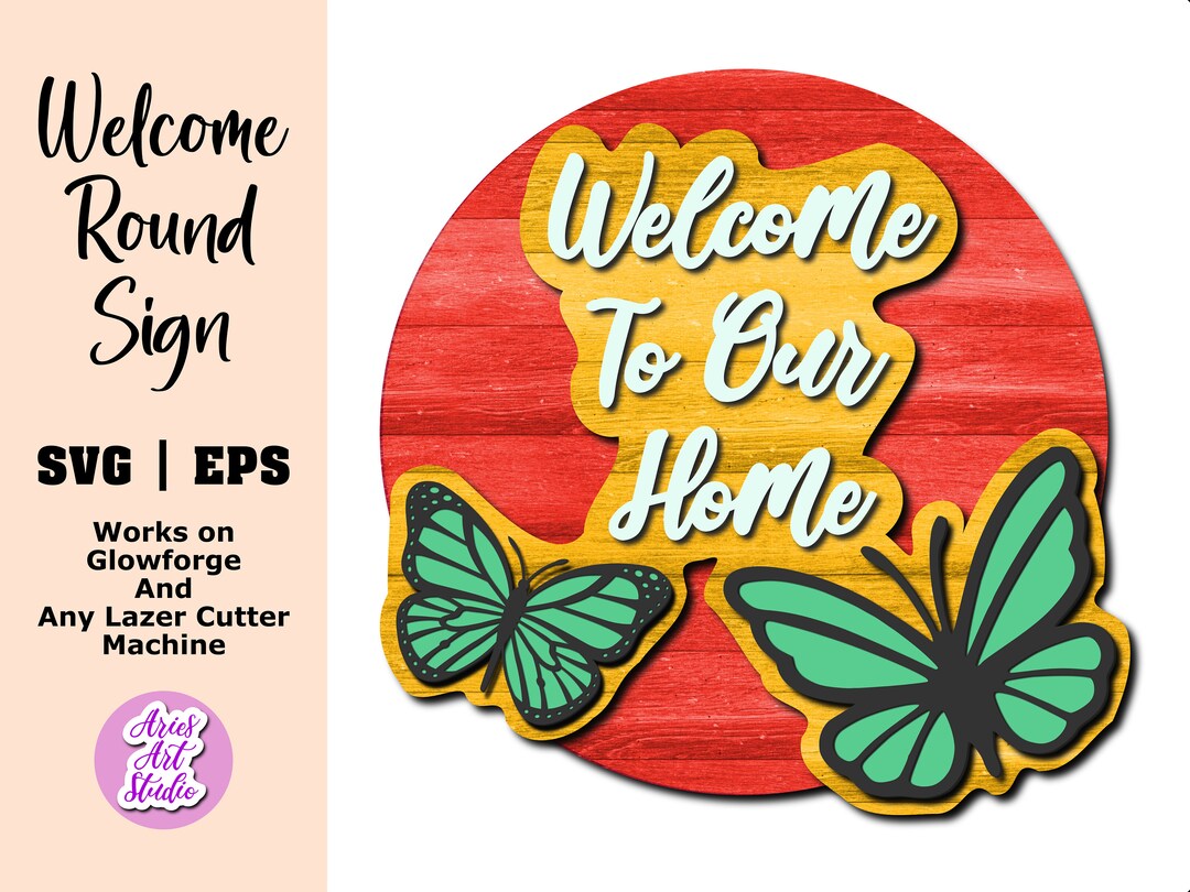 Welcome Sign Cut File for Glowforge and Laser, Farmhouse Sign Door ...