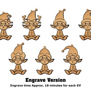 Christmas Elf Ornaments Laser Cut File, 7 Different Designs Each With ...