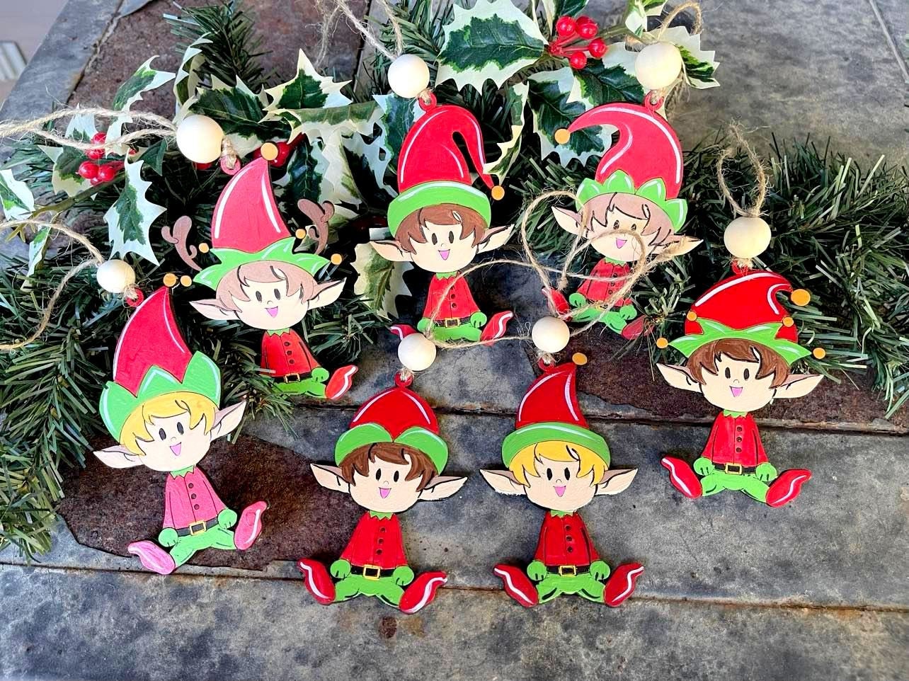 Christmas Elf Ornaments Laser Cut File 7 Different Designs - Etsy