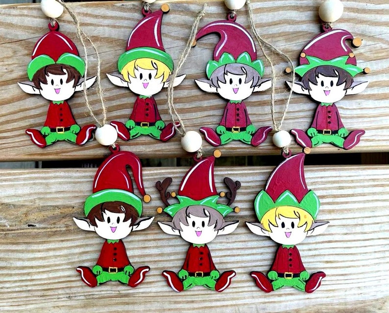 Christmas Elf Ornaments Laser Cut File 7 Different Designs - Etsy