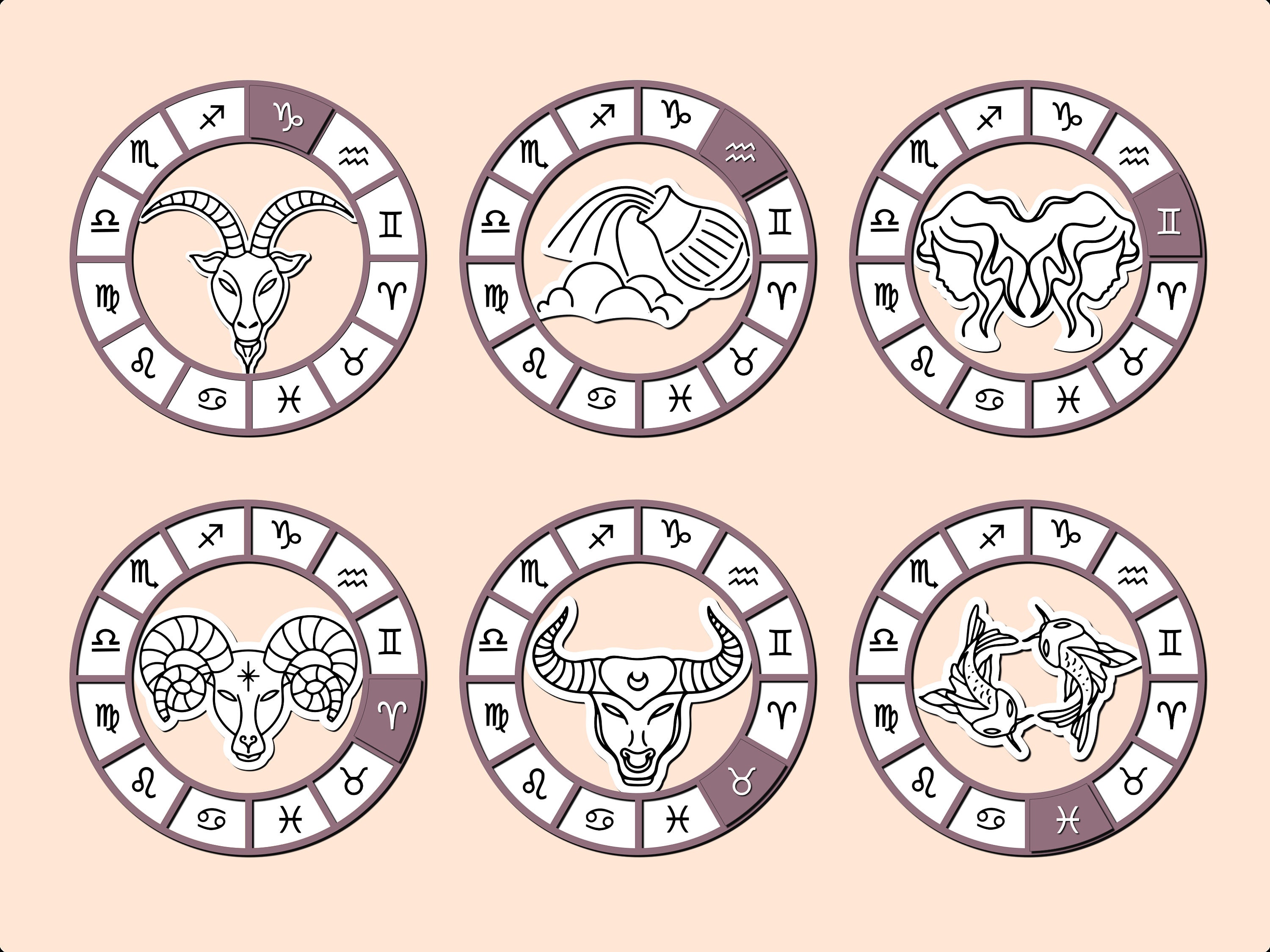 Zodiac Sign Cut File for Glowforge and Laser Zodiac Sign SVG - Etsy