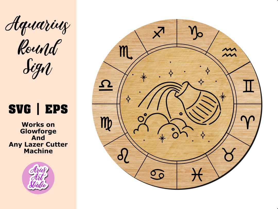 Aquarius Zodiac Sign Cut File for Glowforge and Laser, Zodiac Sign SVG ...