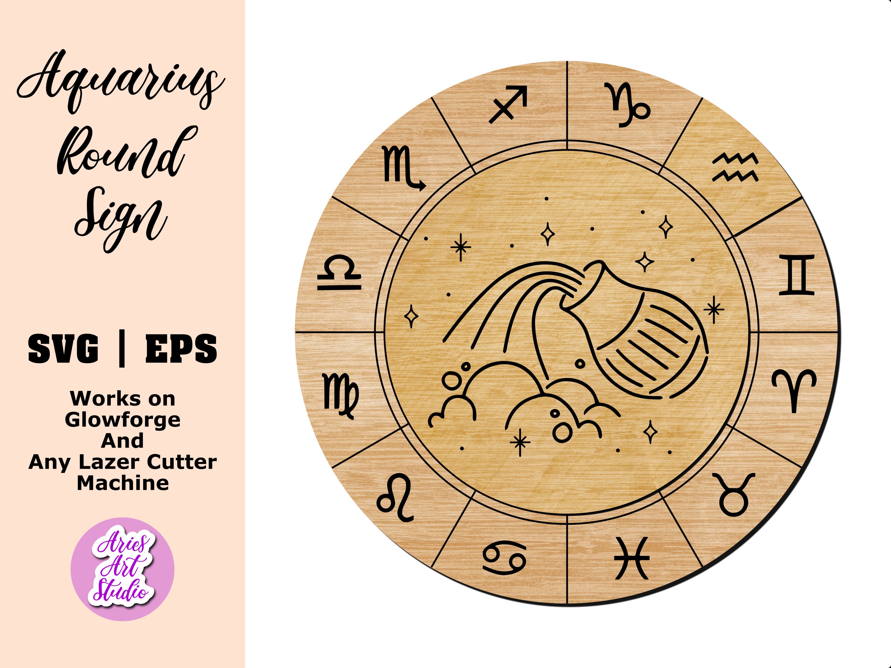 Aquarius Zodiac Sign Cut File for Glowforge and Laser Zodiac - Etsy