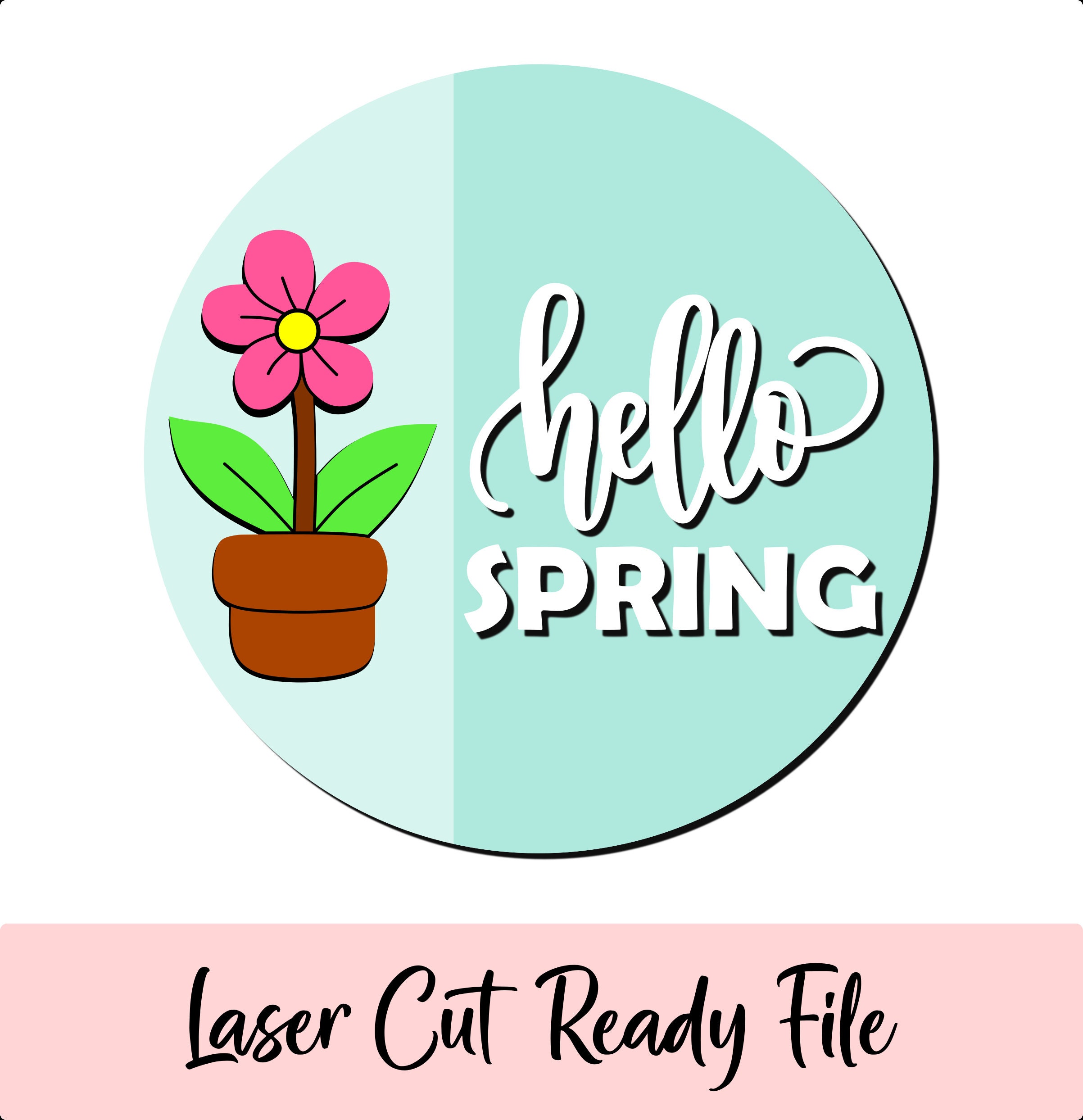 Hello Spring Cut File for Glowforge and Laser Welcome Sign - Etsy