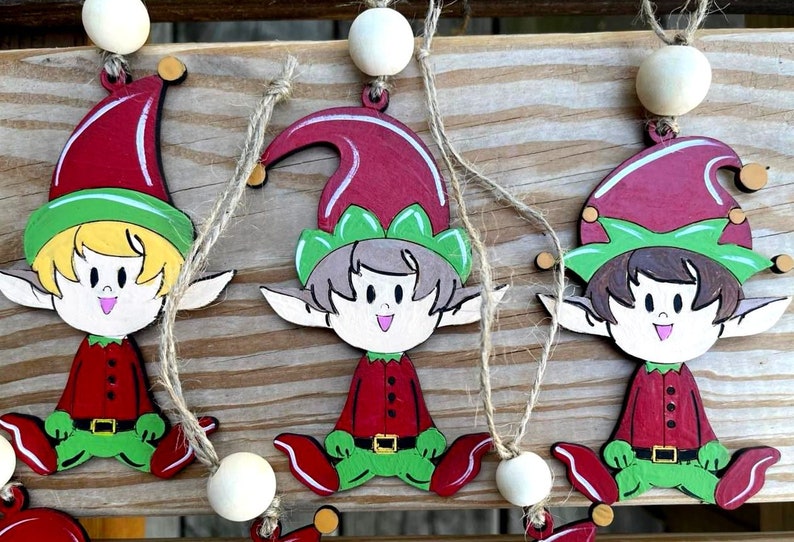 Christmas Elf Ornaments Laser Cut File 7 Different Designs - Etsy
