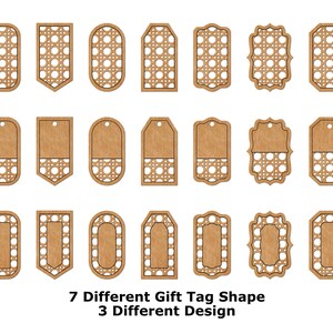 Rattan Stocking Name Tags SVG Laser Cut File, 7 Different Shapes and 3 ...