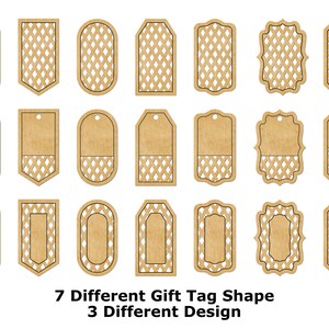 Rattan Stocking Name Tags SVG Laser Cut File, 7 Different Shapes and 3 ...
