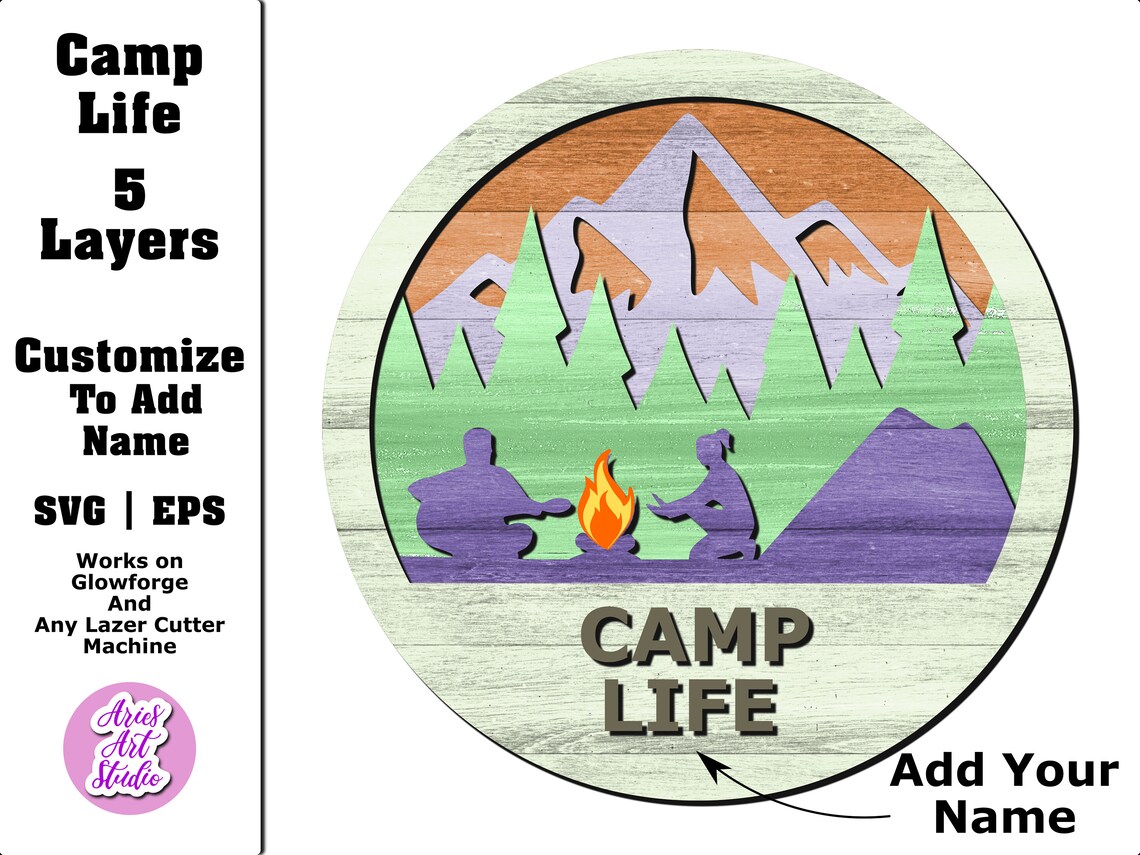 Camping SVG Sign SVG File Foe Glowforge and Laser Round Door - Etsy
