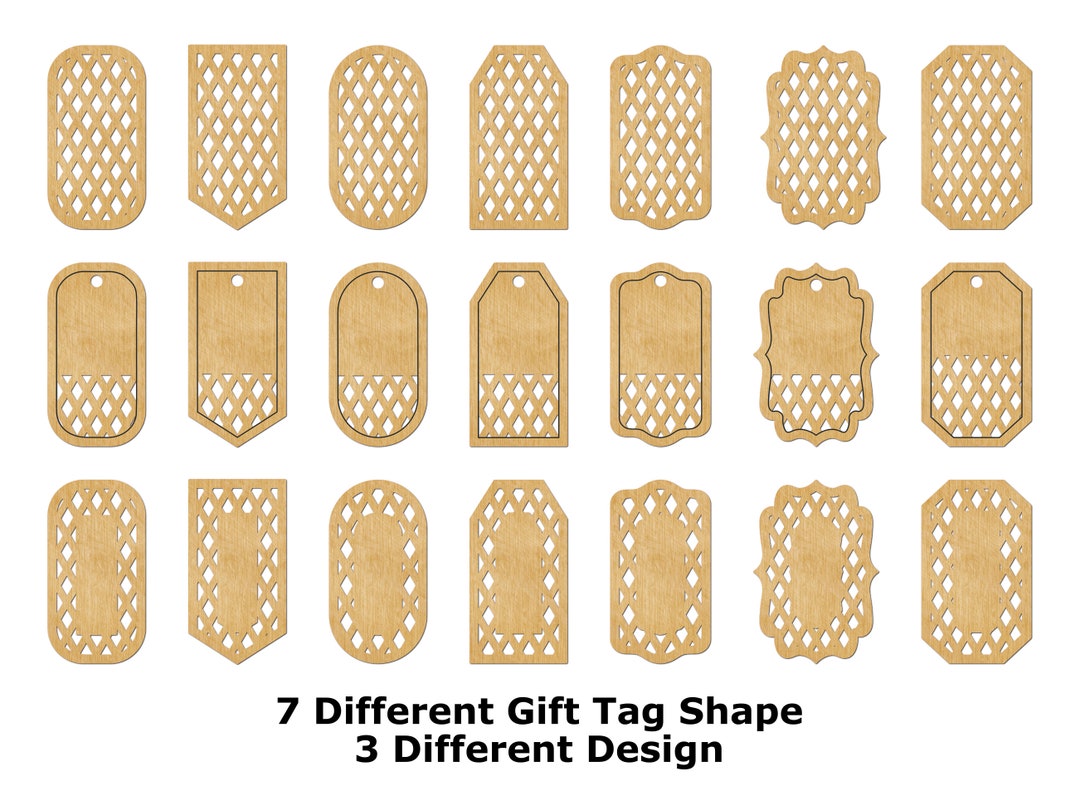 Rattan Stocking Name Tags SVG Laser Cut File, 7 Different Shapes and 3 ...