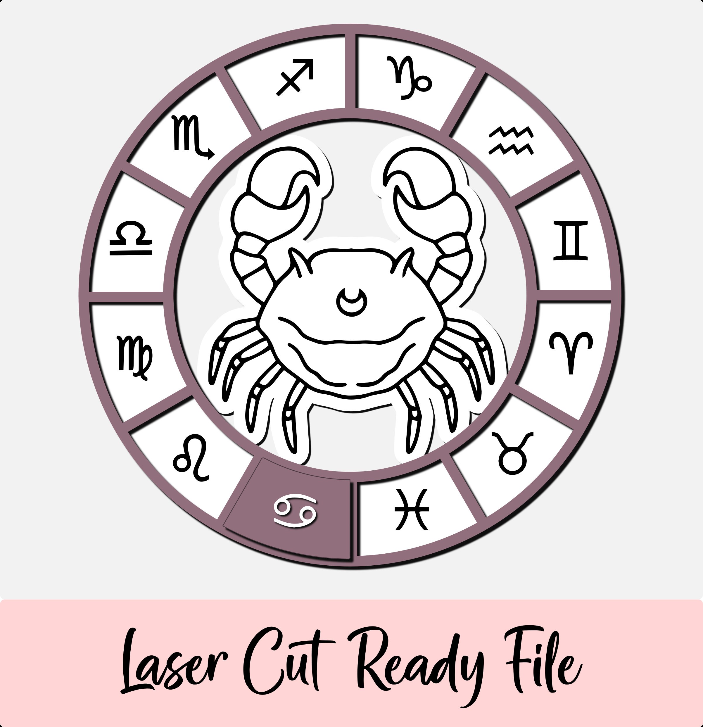 Cancer Zodiac Sign Cut File for Glowforge and Laser Zodiac - Etsy