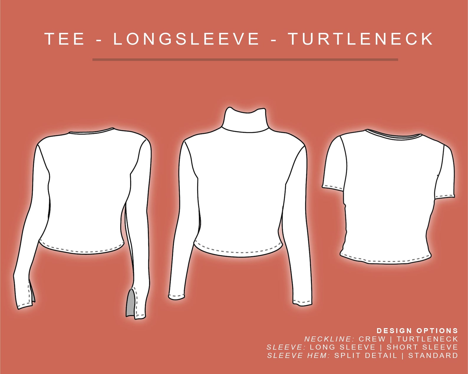PDF Long Sleeve Baby Tee Sewing Pattern Crew Neck Turtle Neck / XS ...