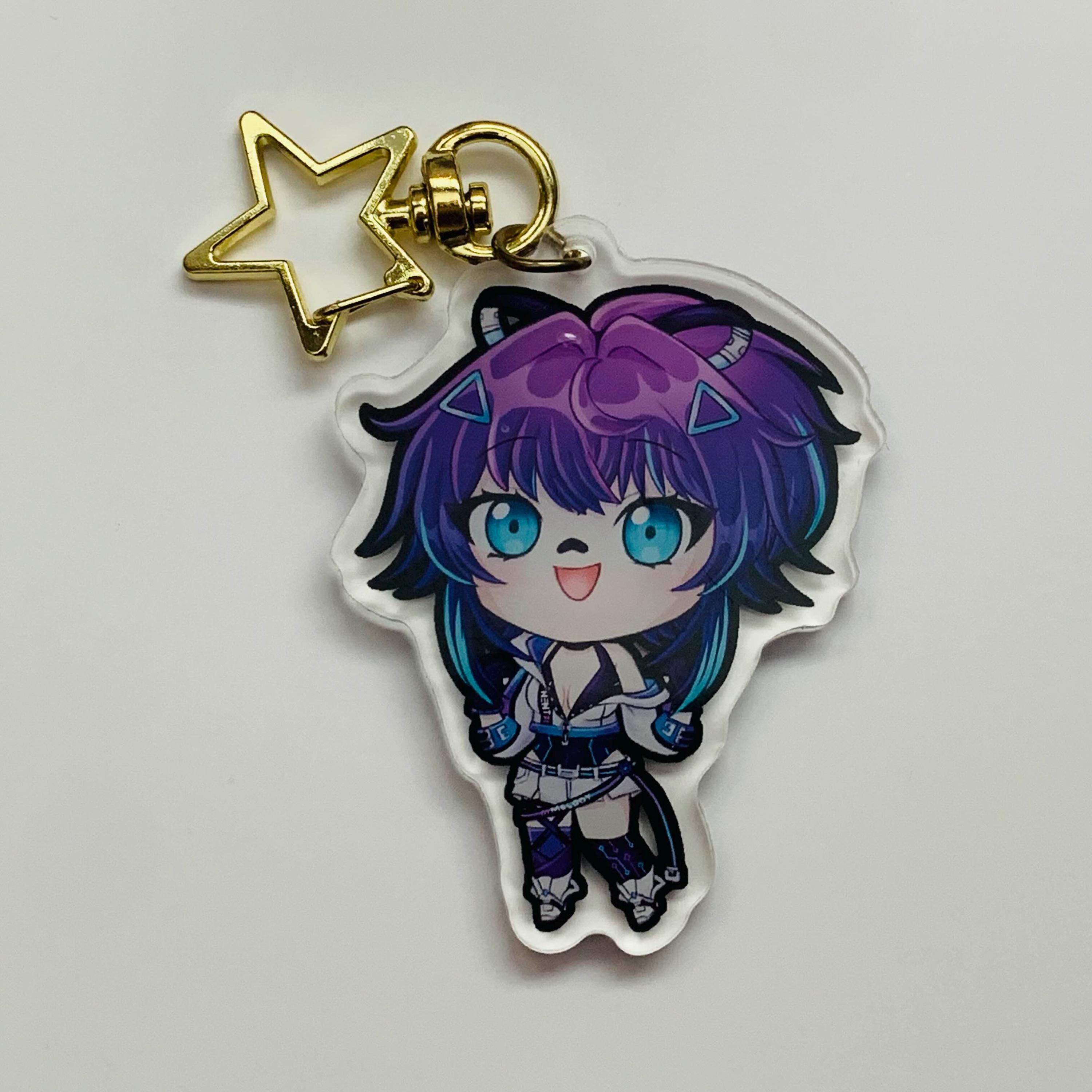 2.5" Vtuber Anime Chibi Double-sided Keychain Bag Charm (gura, Shylily ...