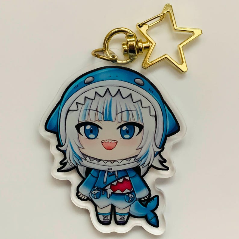 2.5" Vtuber Anime Chibi Double-sided Keychain Bag Charm (gura, Shylily ...