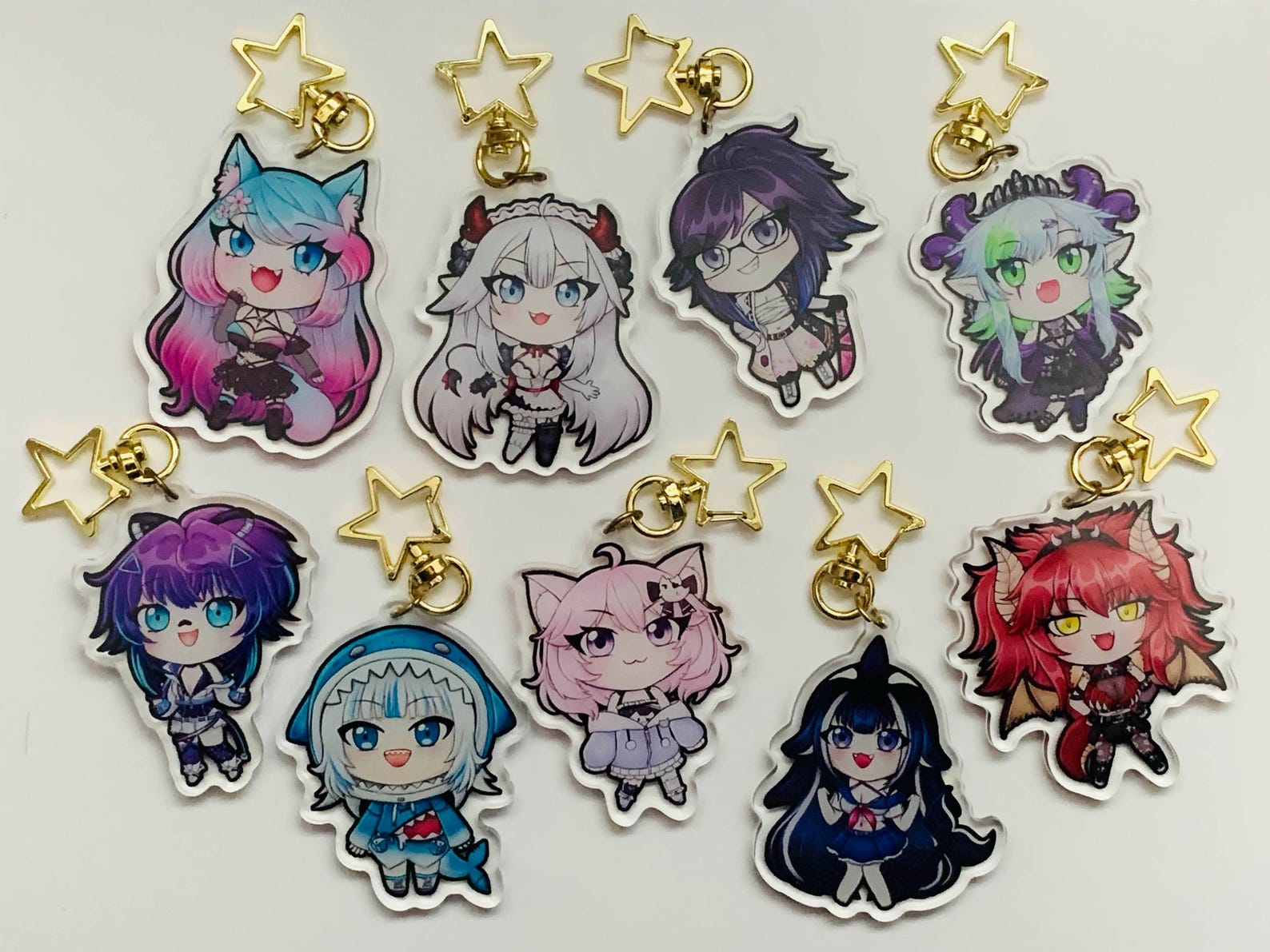 2.5" Vtuber Anime Chibi Double-sided Keychain Bag Charm (gura, Shylily ...