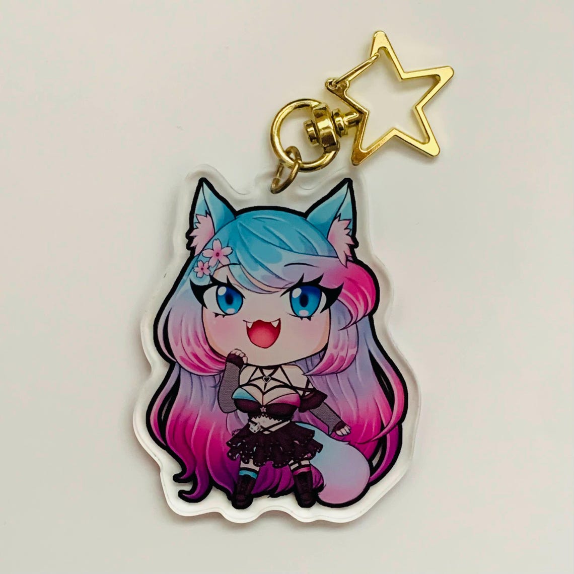 2.5" Vtuber Anime Chibi Double-sided Keychain Bag Charm (gura, Shylily ...