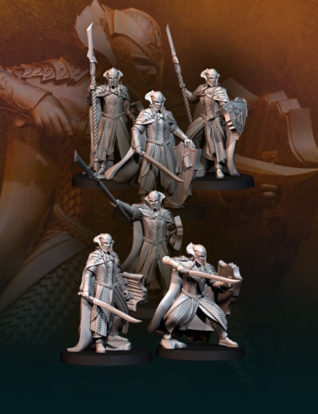 Wood Elf King Guard 28mm Miniatures Dnd Fantasy Miniatures Dungeons and ...