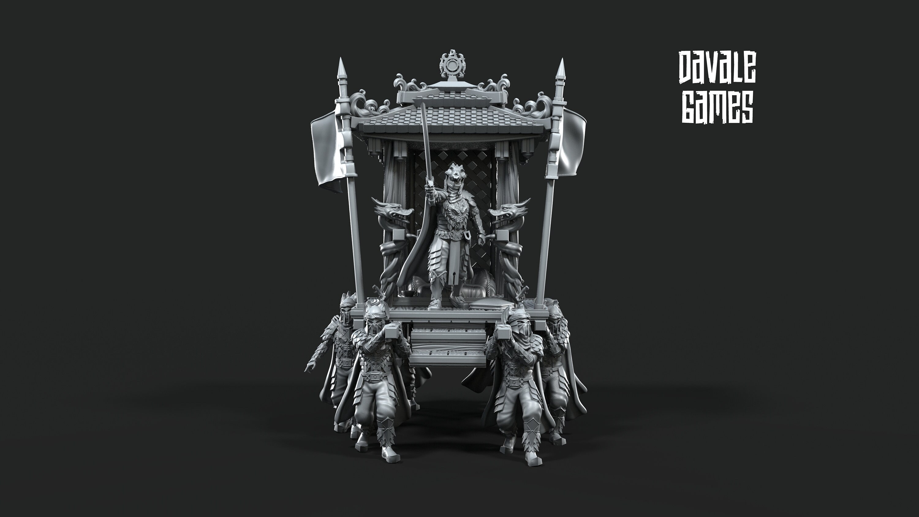 Dragon Army King on Palanquin VB 28mm Miniatures Dnd Minis Fantasy ...