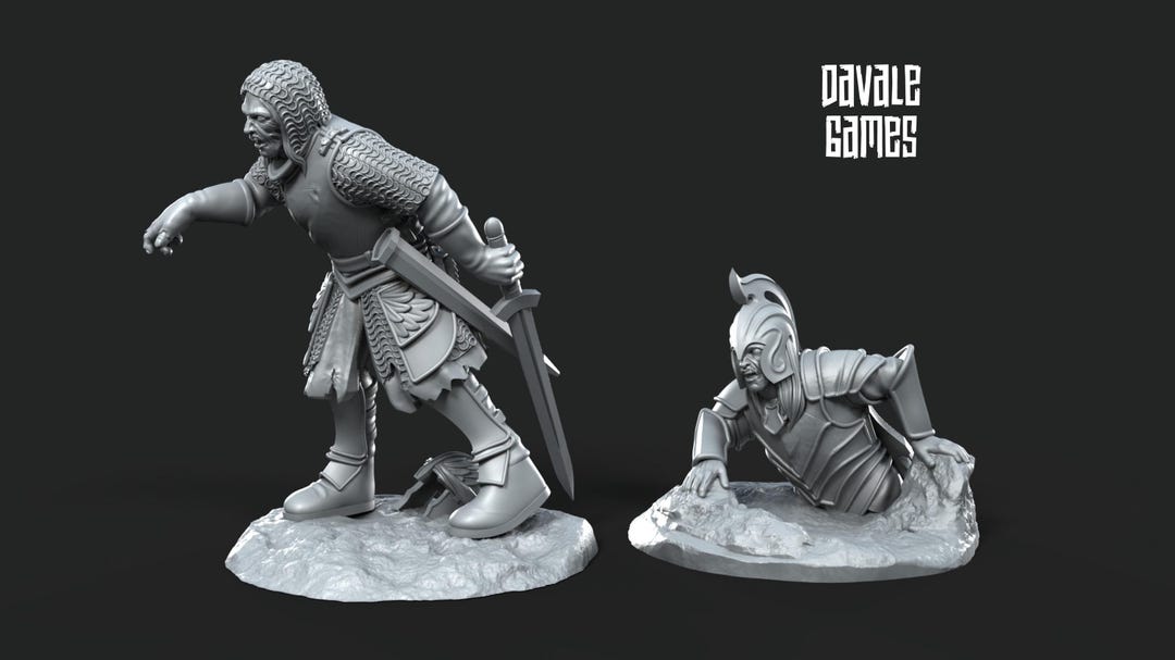 3D Printed Ghost Miniatures, Undead Warrior Models, Dnd Pathfinder RPG ...