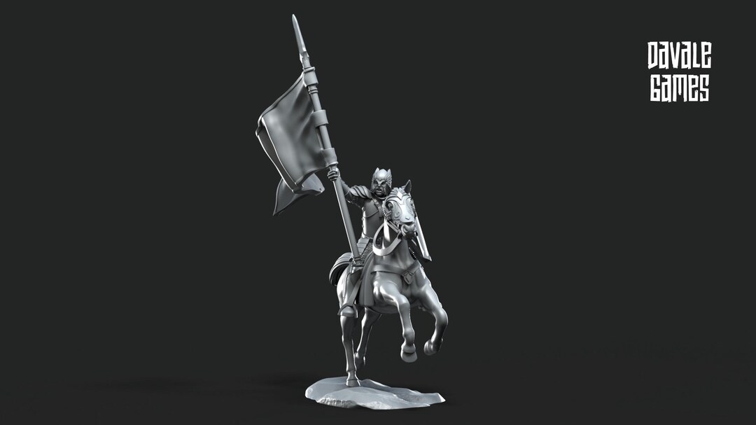 Grey Castle Banner Mounted 28mm Miniatures Dnd Minis Fantasy Miniatures ...