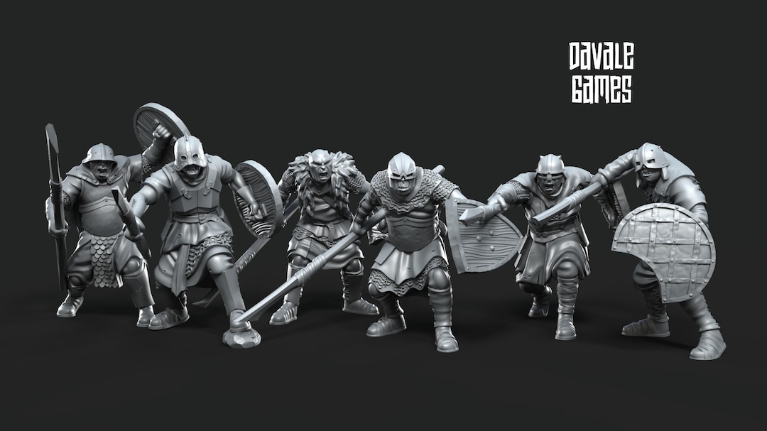 Mörlok Orcs With Spears 28mm Miniatures Dnd Gift Fantasy Miniatures ...