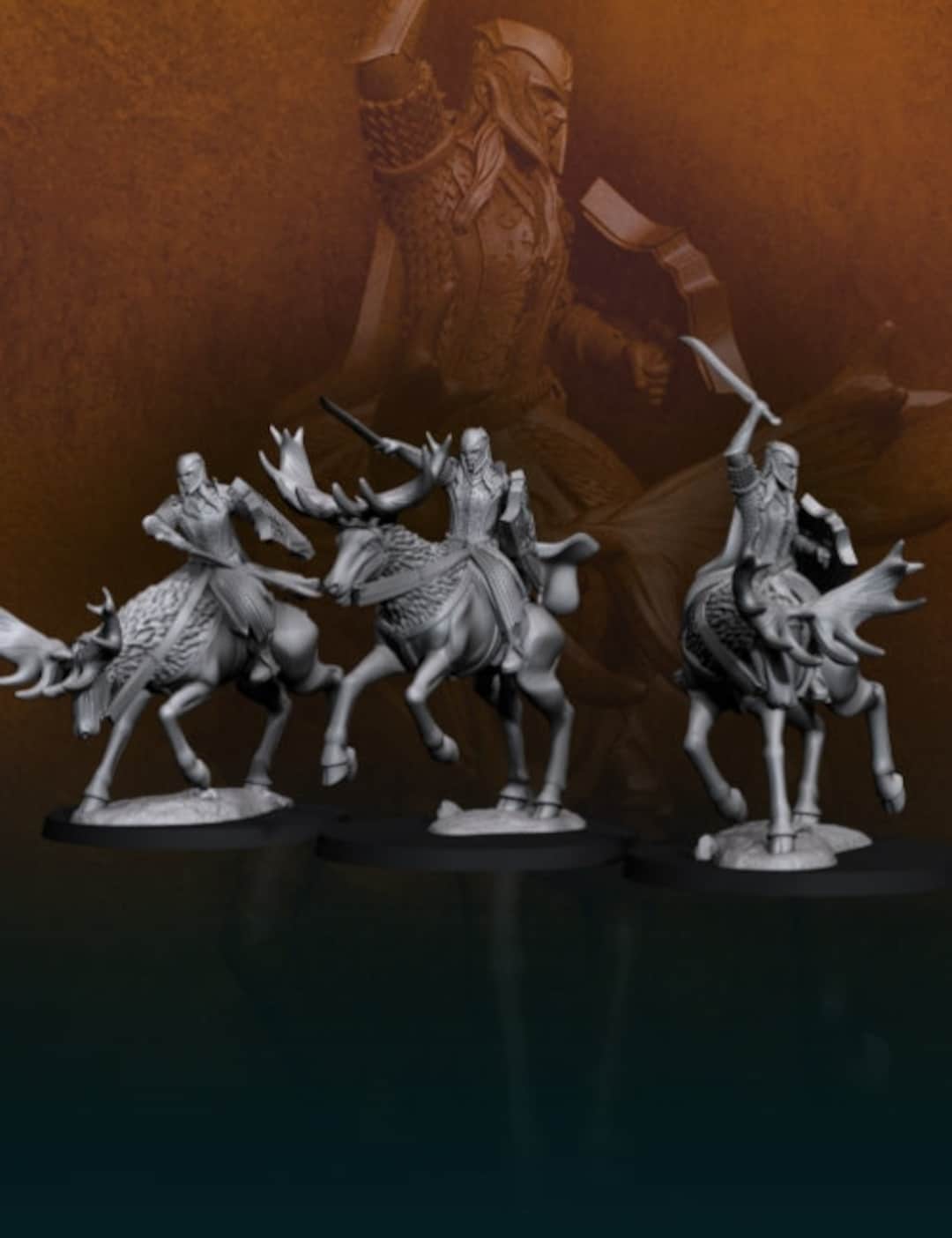 Armoured Wood Elf on Elk 28mm Miniatures Dnd Fantasy Miniatures ...