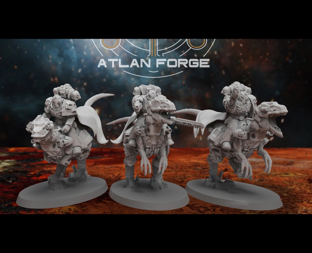 Cyber Velociraptor Riders 32mm Sci-fi Fantasy Miniature for Tabletop ...