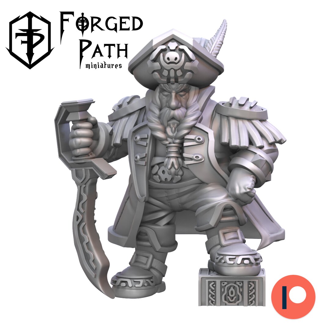 Pirate Dwarf Command Unit Captain Dnd Fantasy Tabletop Wargames Army ...