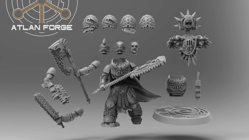 Wai Toa Captain 32mm Fantasy Miniature | Ocean Shark Warrior Leader for ...
