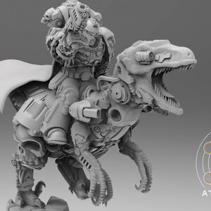 Cyber Velociraptor Riders 32mm Sci-fi Fantasy Miniature for Tabletop ...